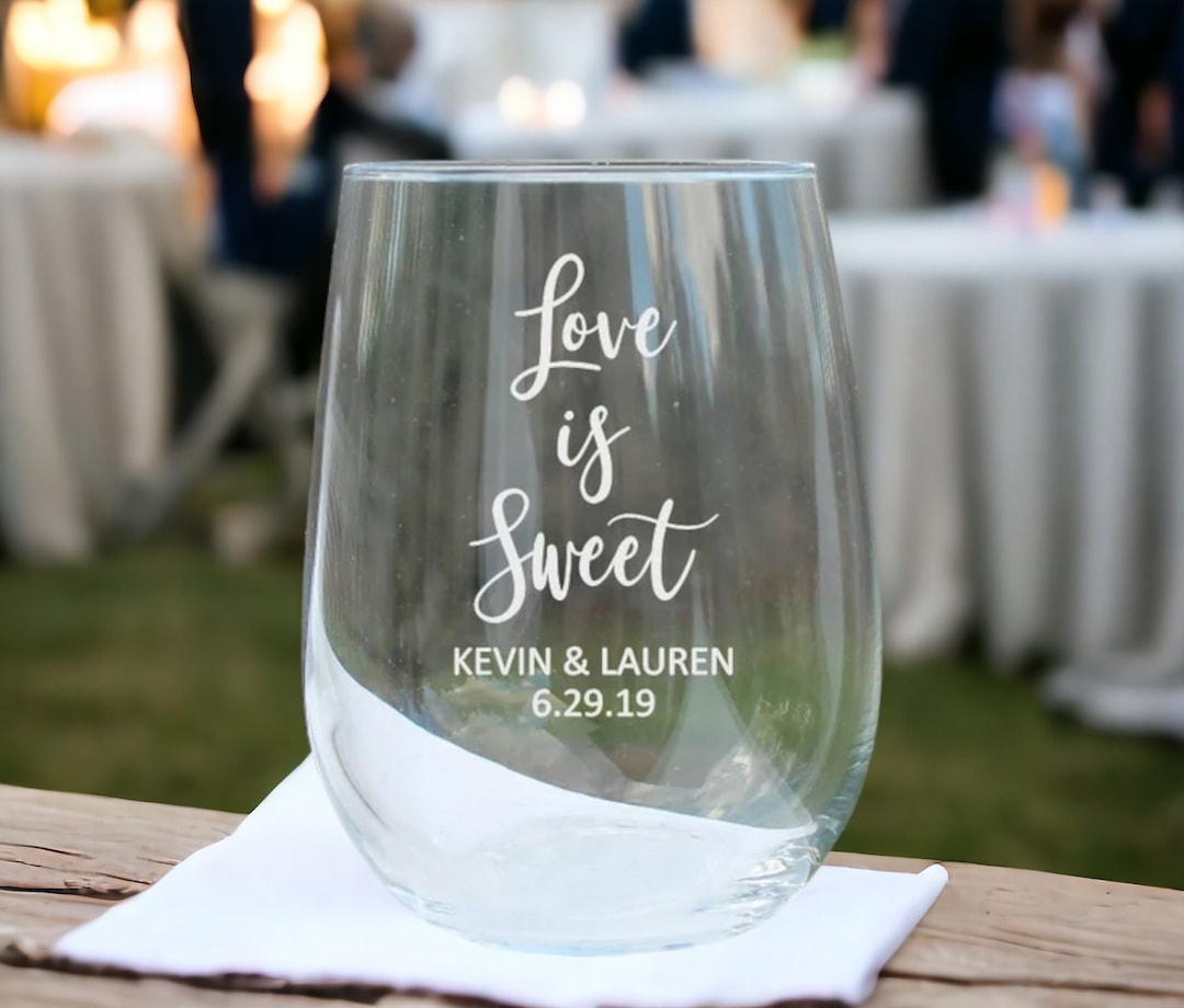 Personalized Wedding Wine Glasses – Etched Stemless Glasses With ...