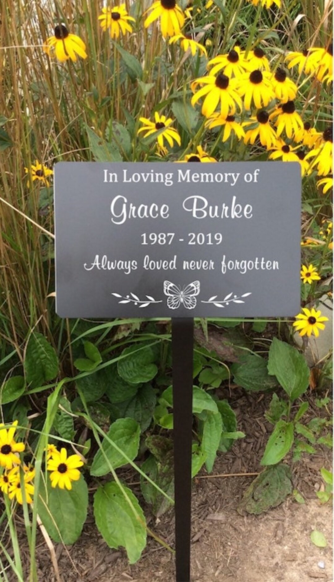 Metal Memorial Plaque With Stake, Engraved With Your Custom Text, Made ...