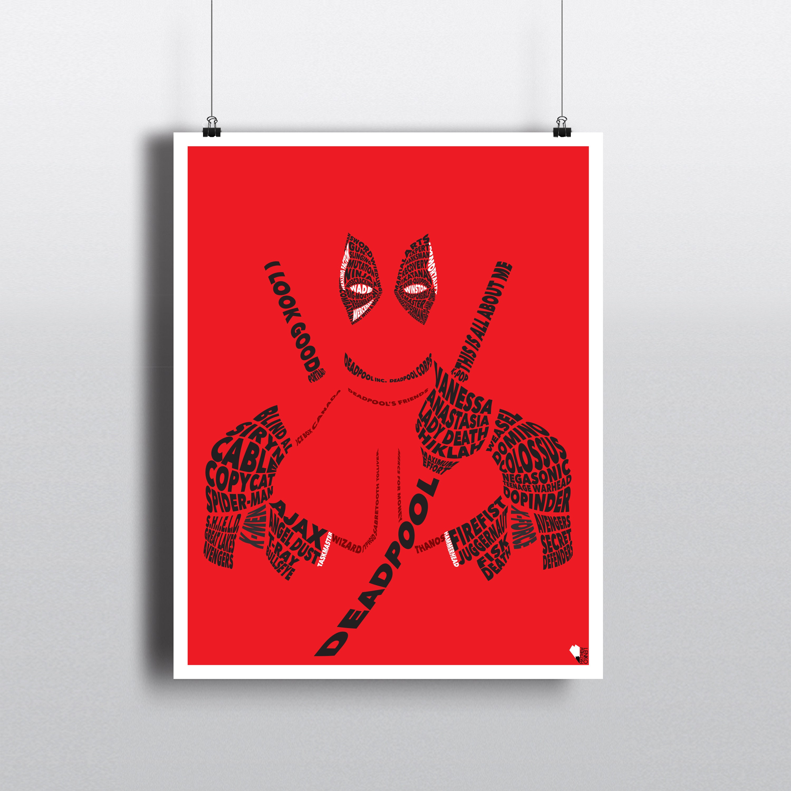 Deadpool Pop Art Deadpool Word Art Marvel Word Art X-men Word Art ...