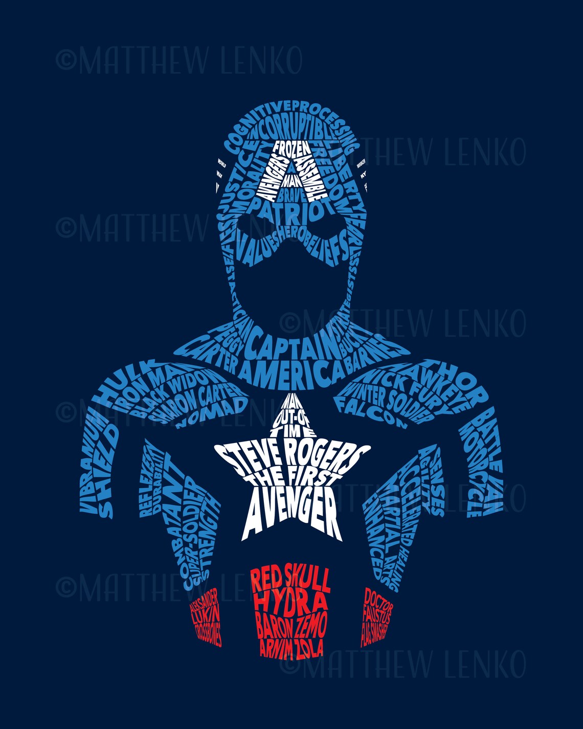 Captain America Word Art Marvel Word Art Captain America - Etsy