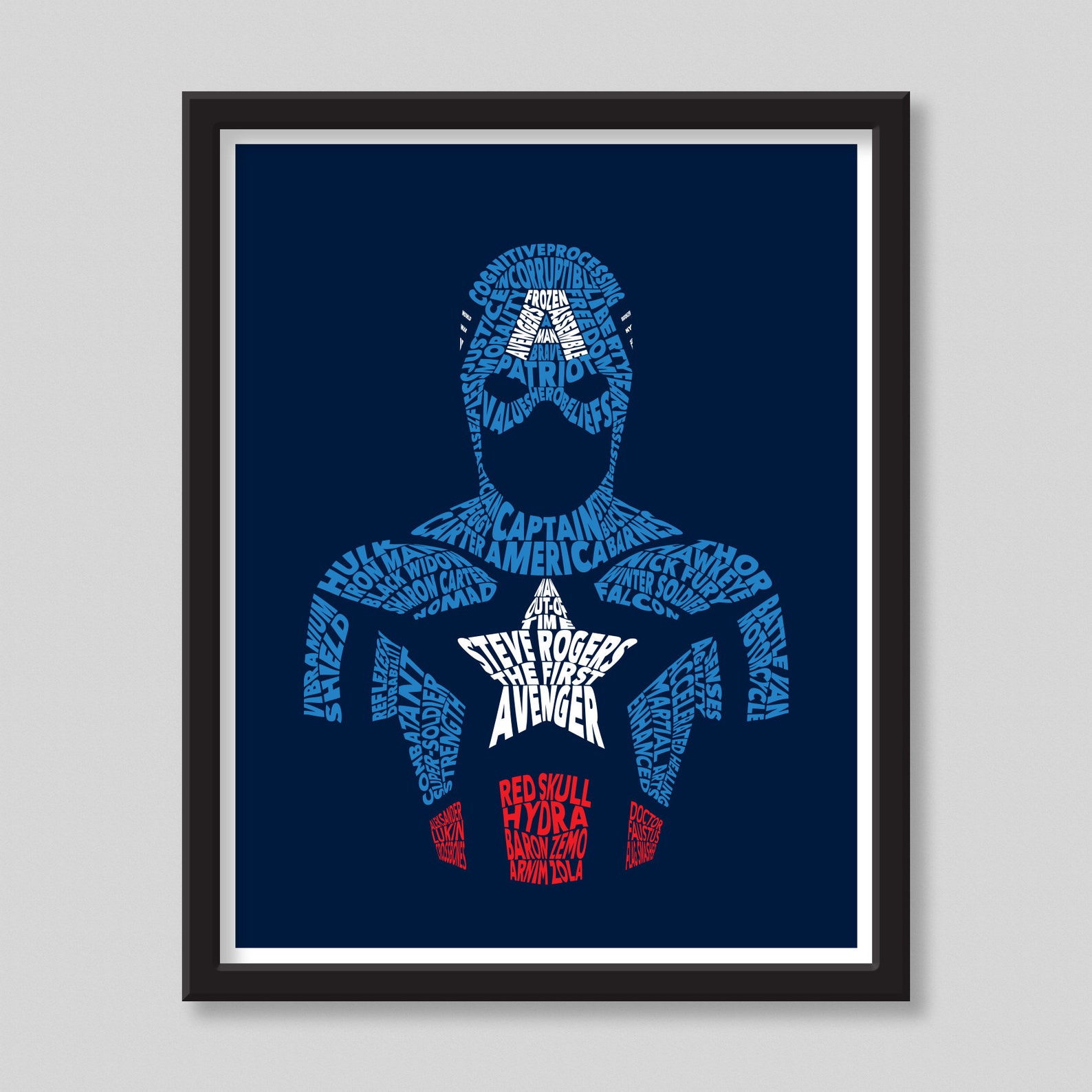 Captain America Word Art Marvel Word Art Captain America - Etsy