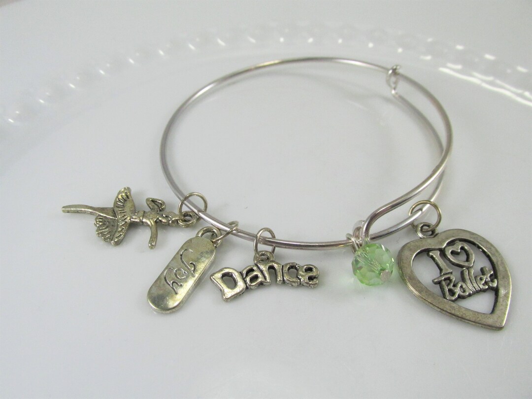 Alexis I LOVE BALLET Bangle Bracelet With Charms and a Crystal Drop - Etsy