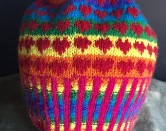 Fair Isle Hat Made in All Natural Wool. - Etsy