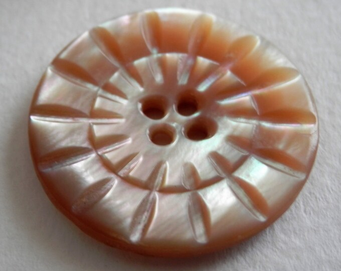 BEAUTIFUL Antique SHELL IRRIDESENT Button Handcarved - Etsy