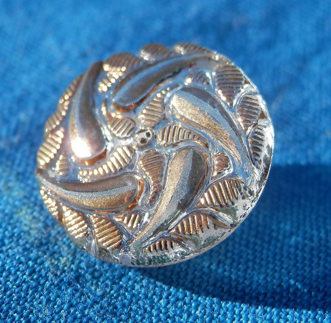 Vintage Lacy Glass Button Gold Trim - Etsy