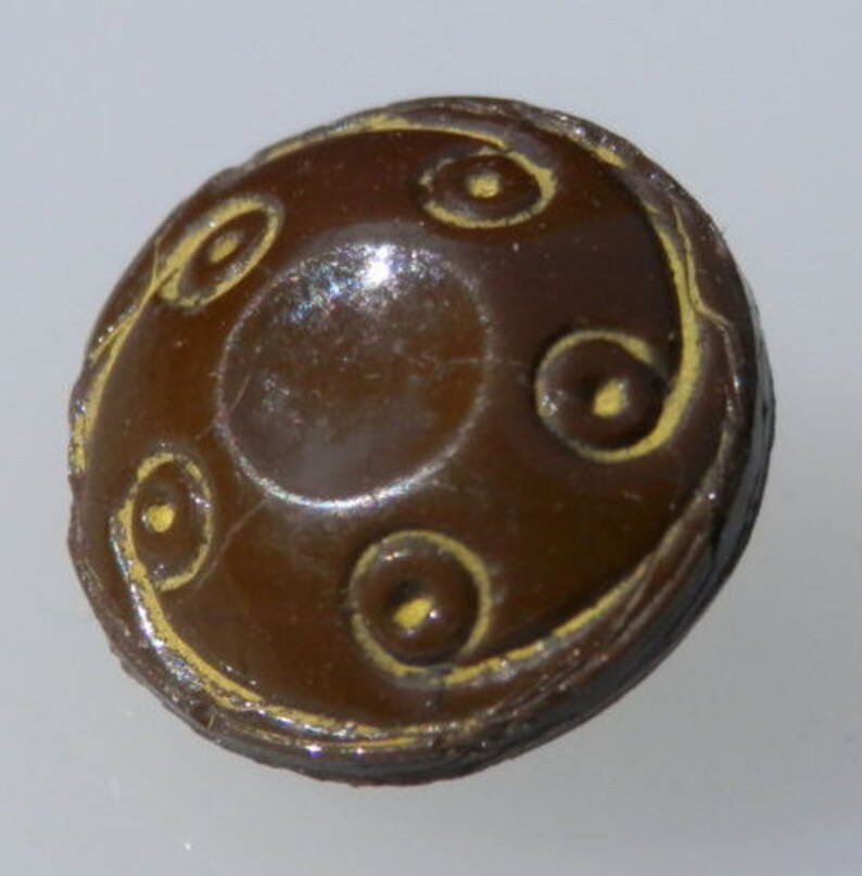 TINY Brown Glass Vintage Button | Etsy