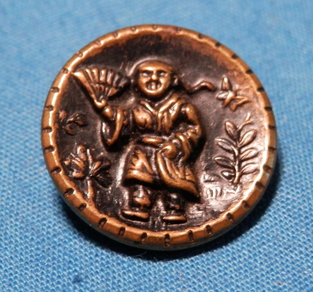 Vintage Asian Man Picture Button - Etsy