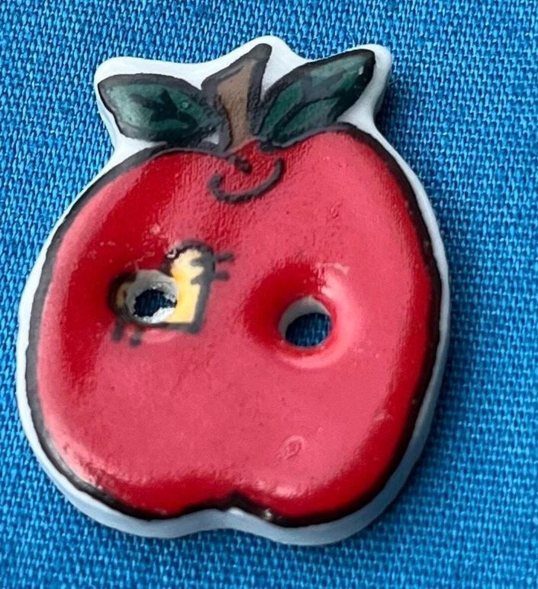Vintage Ceramic Apple Button - Etsy