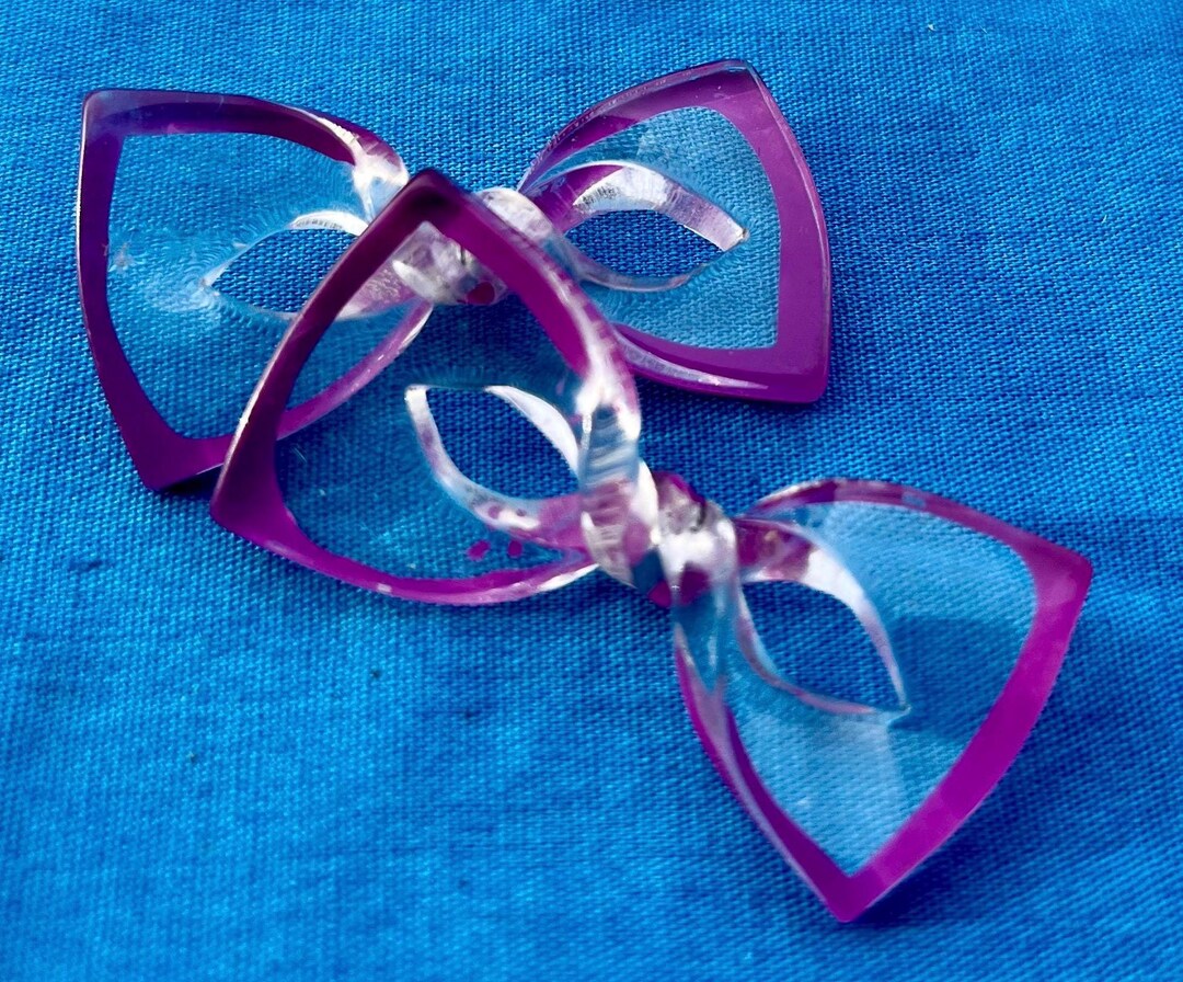 Plastic PAIR Vintage Button BOWS - Etsy