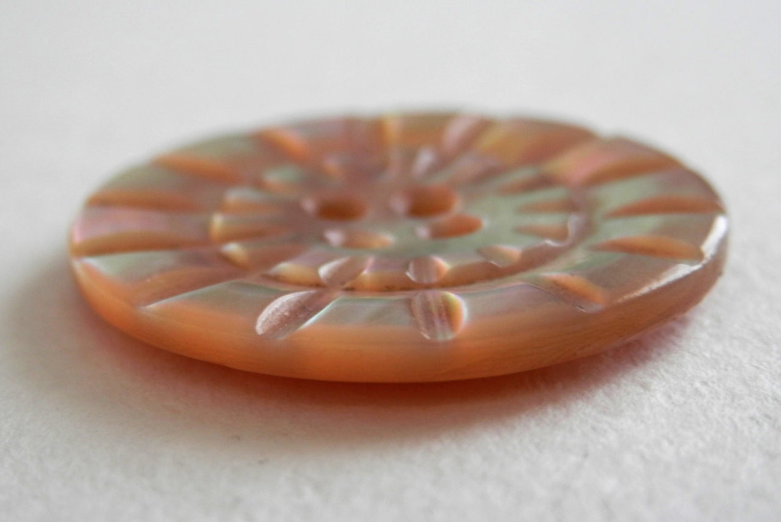 BEAUTIFUL Antique SHELL IRRIDESENT Button Handcarved - Etsy