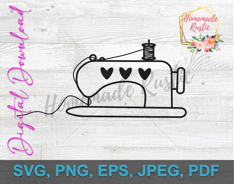 Digital File - Sewing Machine Tattoo Style Line Art Design. SVG PDF PNG ...