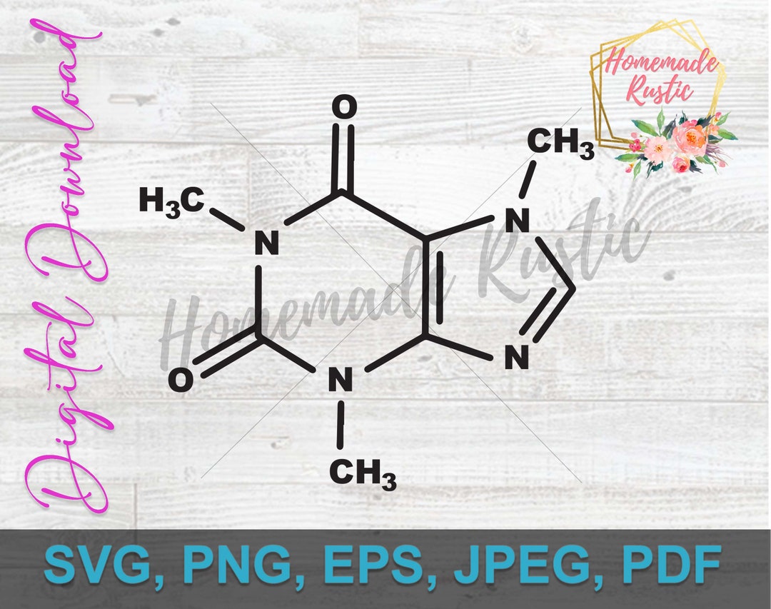 Digital File - Caffeine, Hand Drawn Design. SVG PDF PNG Eps Jpeg. for ...