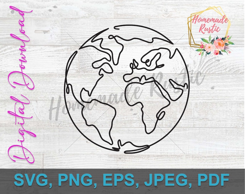 Digital File World Map Tattoo Style Line Art Design. SVG | Etsy