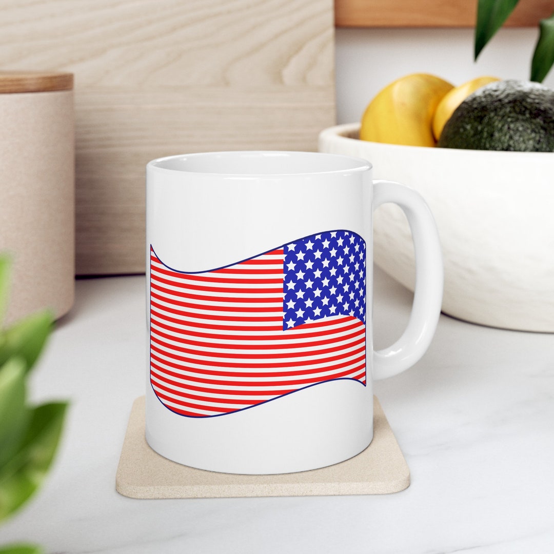 Patriotic Stars and Stripes American Flag 11oz Coffee Mug - Idependence ...