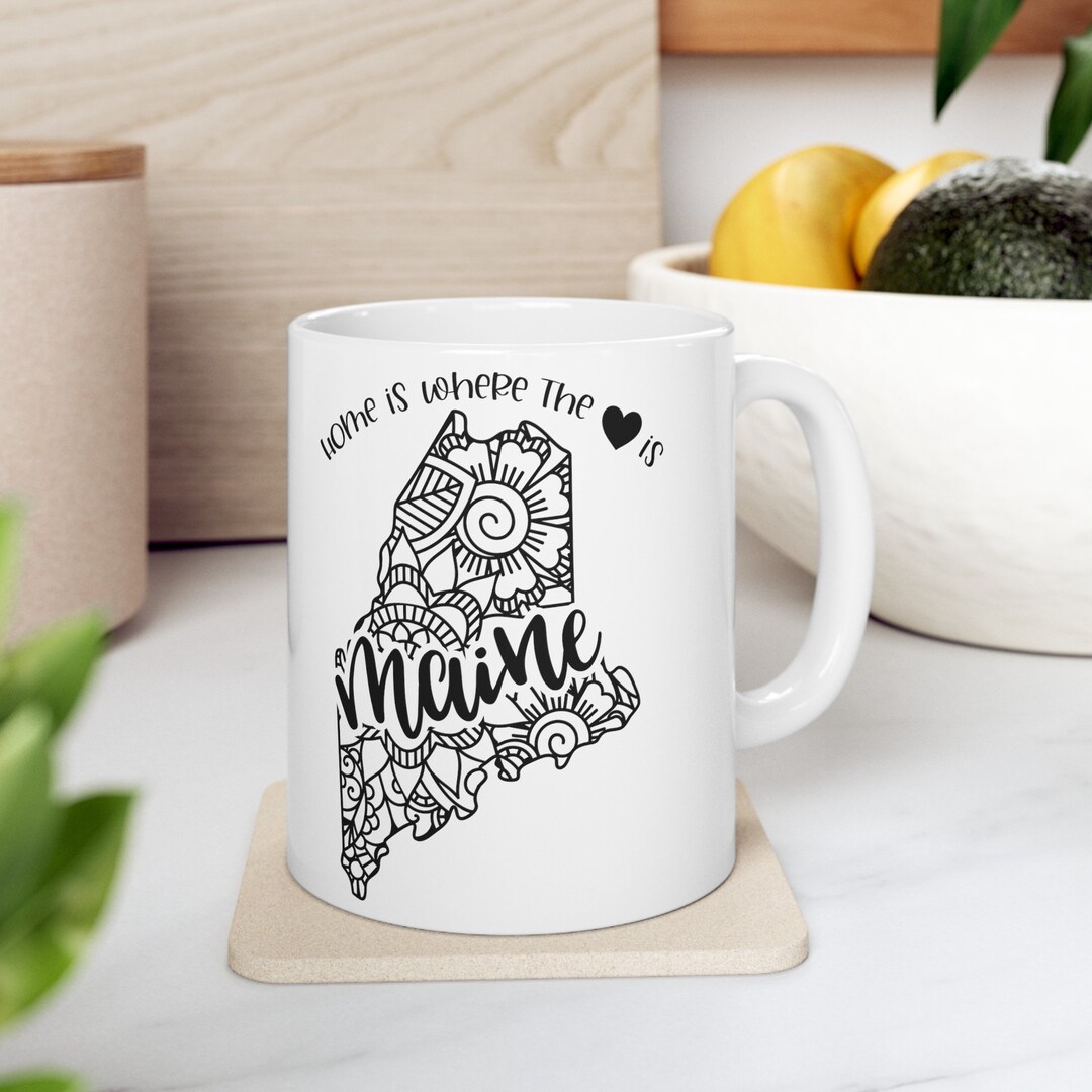 State of Maine Coffee Mug- State Map Tea Cup, 50 States Ceramic Mug ...