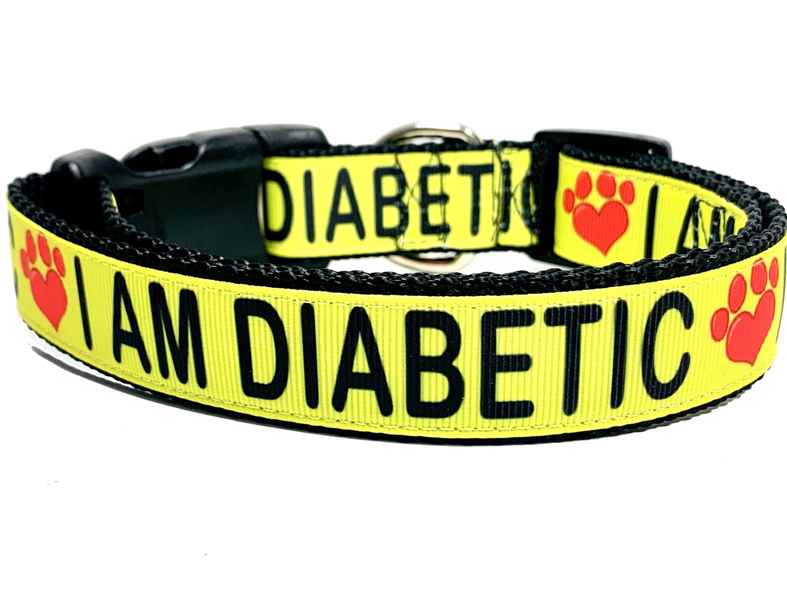 I AM DIABETIC Dog Collar or Leash 1" or 3/4" Width - Special Needs ...