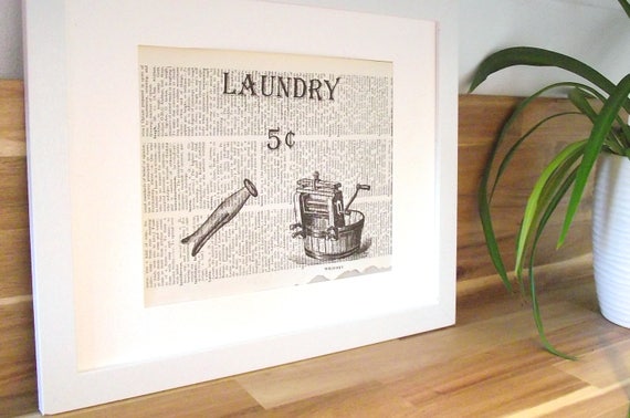 Laundry Dictionary Art Print Book Page Art Home Decor Laundry | Etsy