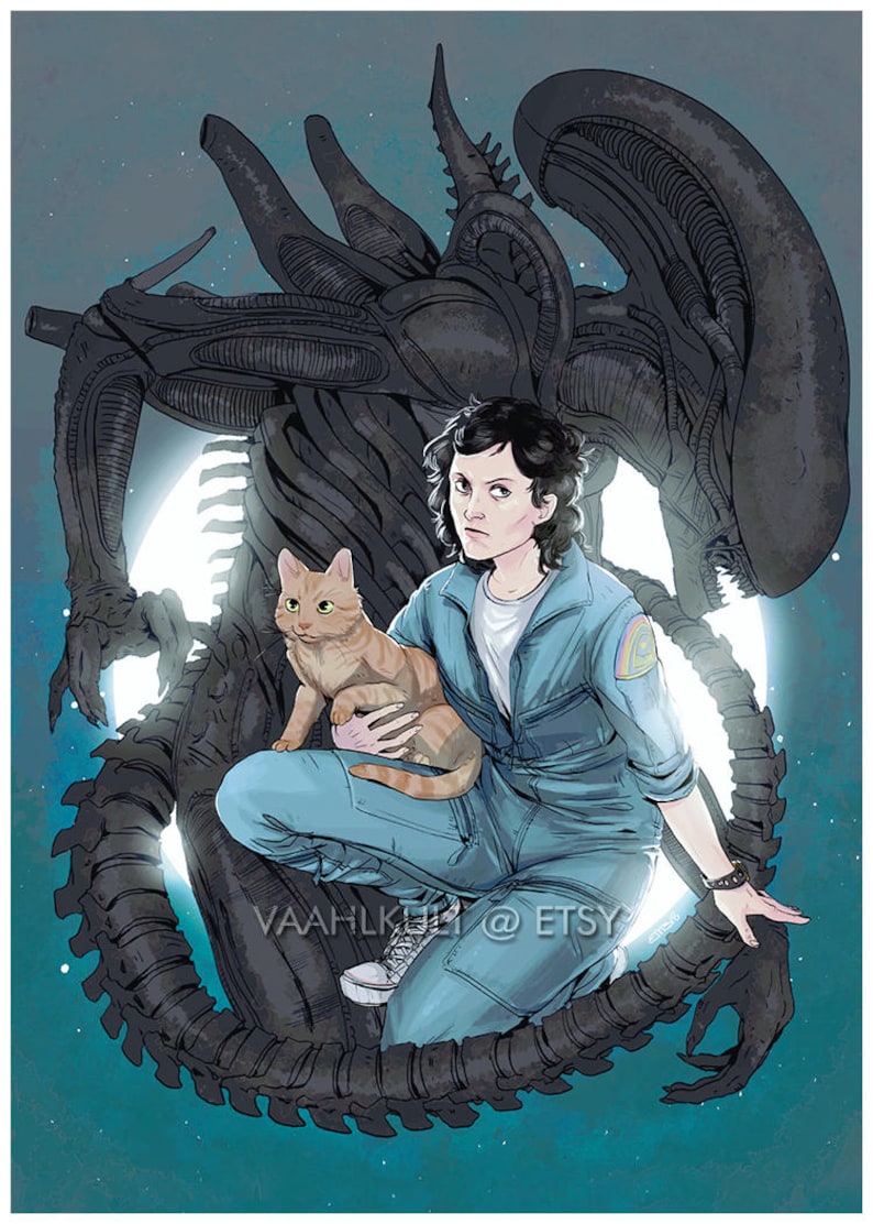 Alien / Xenomorph / Ellen Ripley & Jones 5x7 Print - Etsy