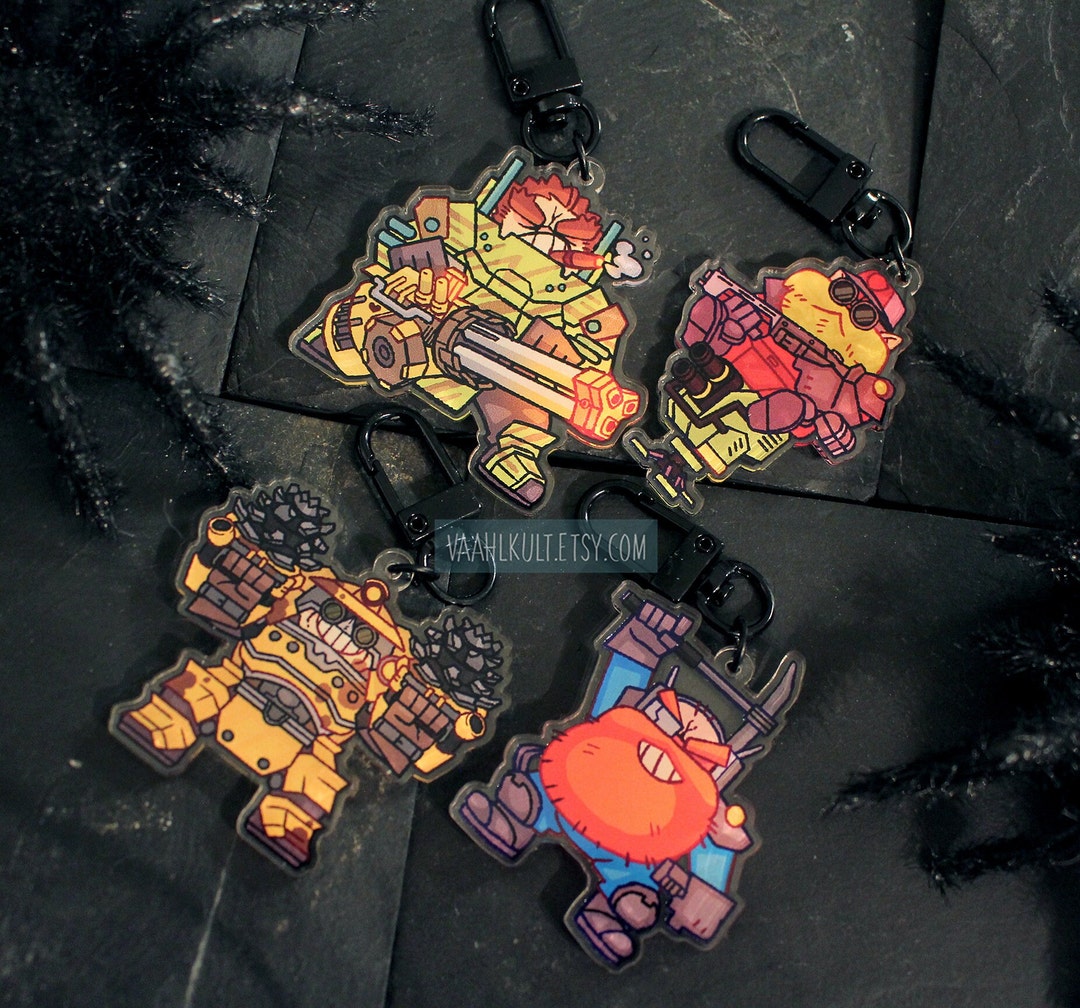 DRG Dwarves 2" Double Sided Acrylic Charms Keychains Deep Rock Galactic ...