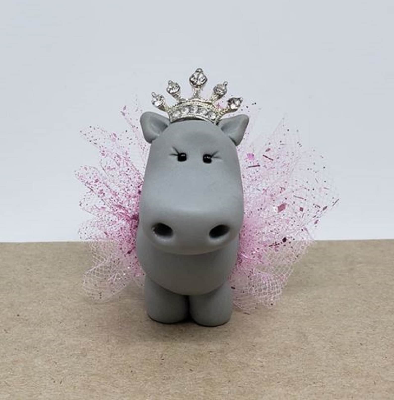 Princess Hippo With Tutu Ornament Cake Topper | Etsy