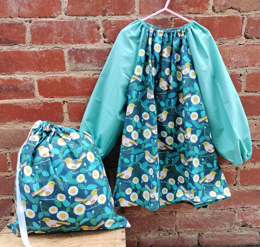 Matching Art Smock & Library Bag Set Native Birds. - Etsy