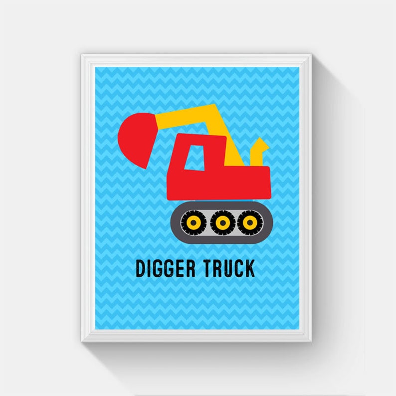 Construction Truck Wall Art Set, Instant Download Construction Theme ...