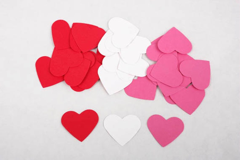 Valentine's Day Heart Confetti, Paper Hearts, Red, Pink White Cut Outs ...