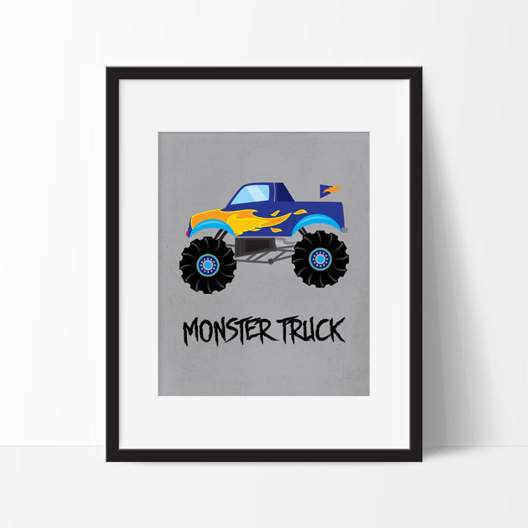 Monster Truck Print, Instant Download Monster Truck Decor, Truck Theme ...