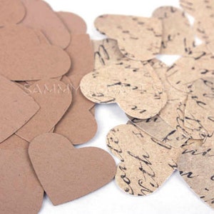 100 Kraft Hearts Confetti, Die Cut Hearts, Paper Heart Confetti for ...