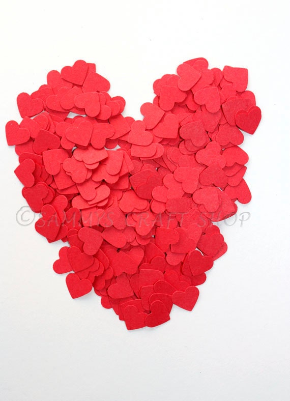 300 MINI Red Heart Confetti Valentine's Day Die Cut | Etsy