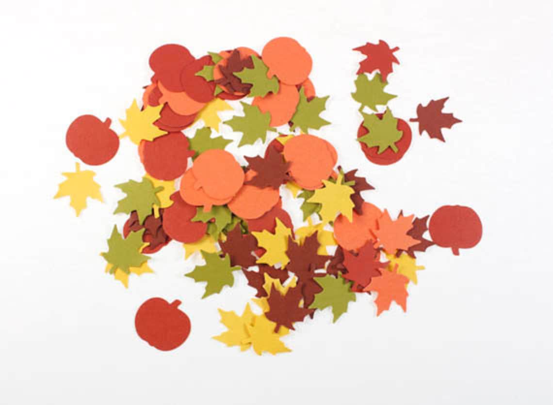 Thanksgiving Confetti, Maple Leaves and Pumpkin Confetti, Die Cut ...