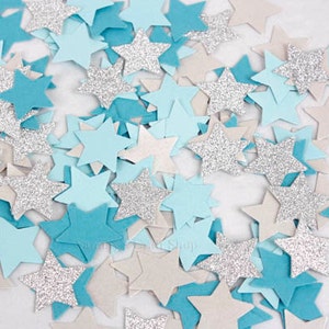 200 Twinkle Twinkle Little Star Party Confetti, Small Blue and Silver ...