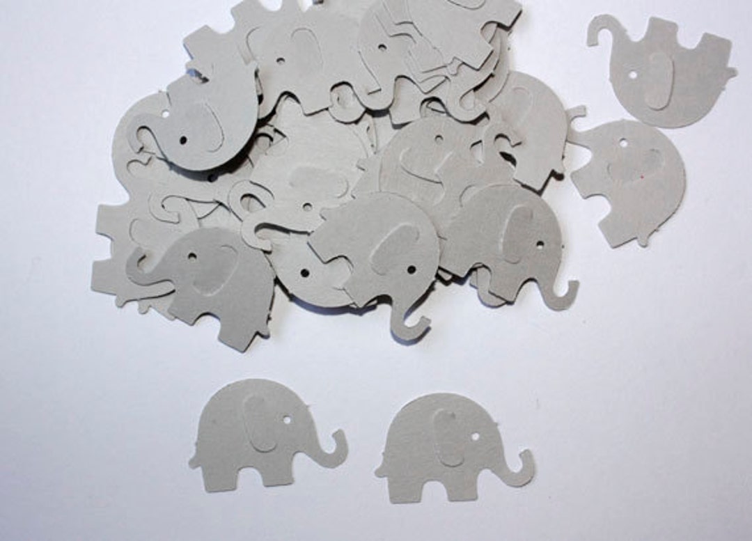 50 Grey Elephant Confetti, Die Cut Elephants, Birthday Party Decor ...