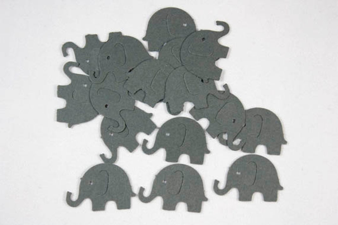 50 Dark Grey Elephant Confetti, Die Cut Elephants, Birthday, Party ...