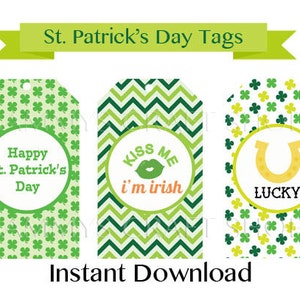 Printable St. Patrick's Day Gift Tags, Instant Download, DIY St ...