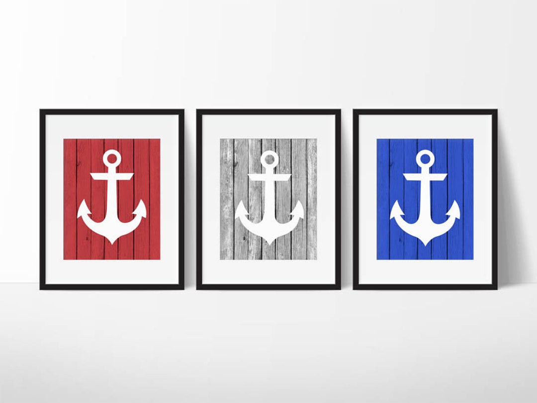 Anchor Print Set, Anchor Printable Nautical Nursery Decor, Boys Room ...