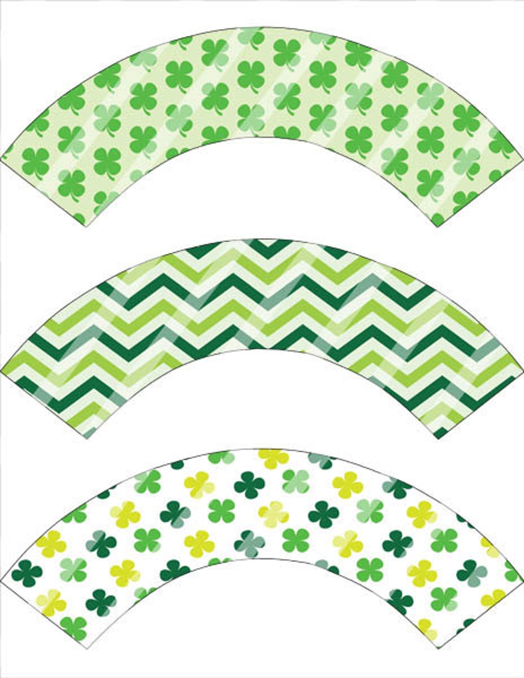 Printable St Patrick's Day Cupcake Wrappers, Instant Download, Shamrock ...