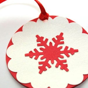 Set of 6 Handmade Snowflake Tags Snowflake Gift Tags Red and - Etsy