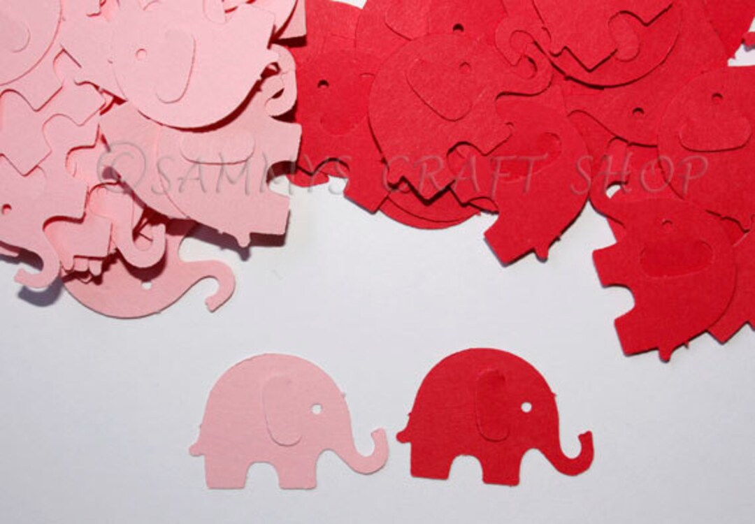 Valentines Day Elephant Confetti, Pink and Red Elephant Cut Outs, First ...