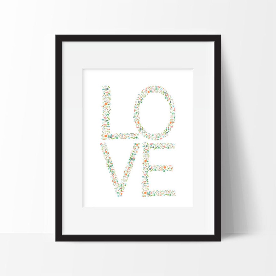 Love Printable Art, Love Art Print, Mother's Day Printable Floral ...