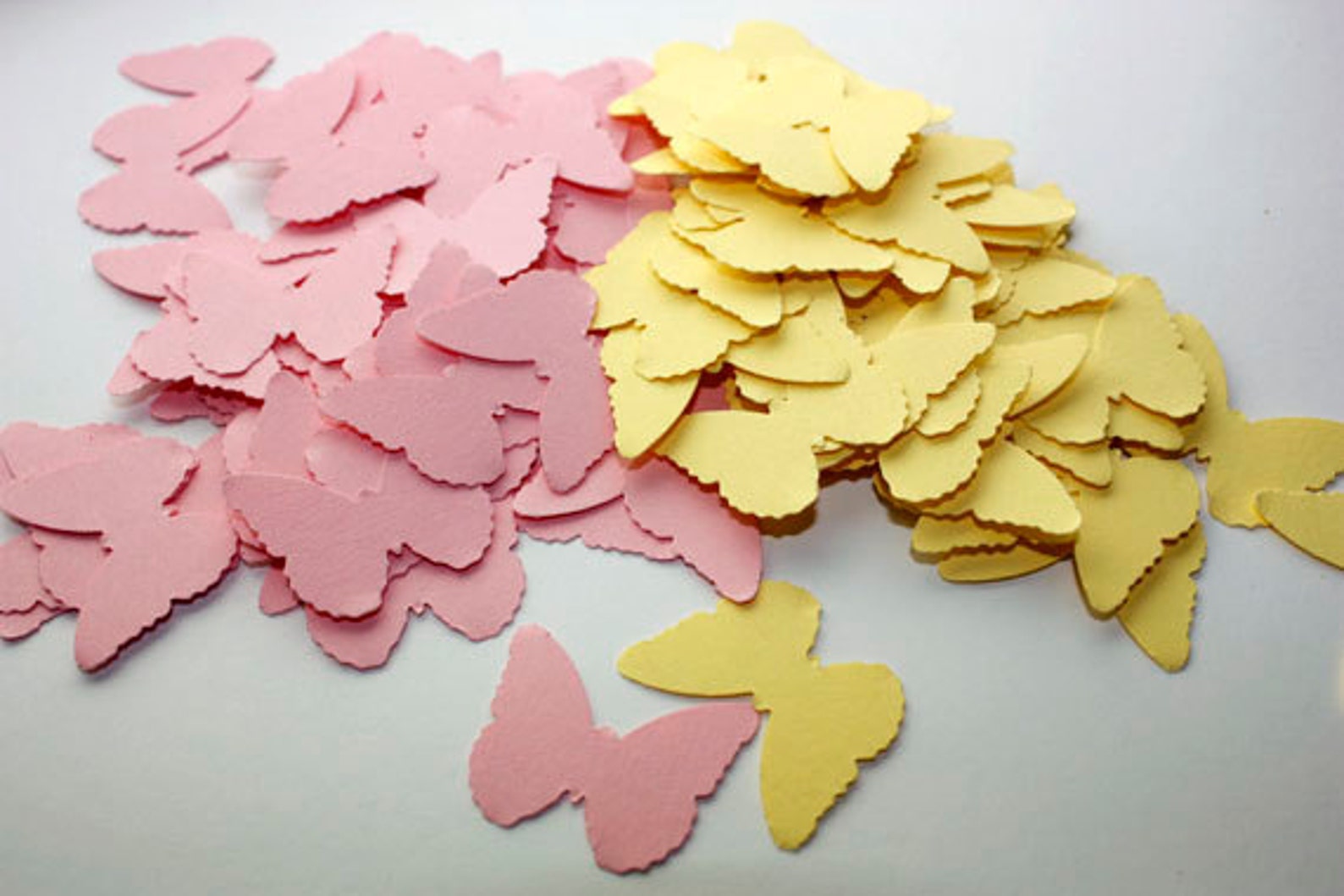 100 Pink and Yellow Butterfly Confetti, Die Cut Confetti, Birthday ...