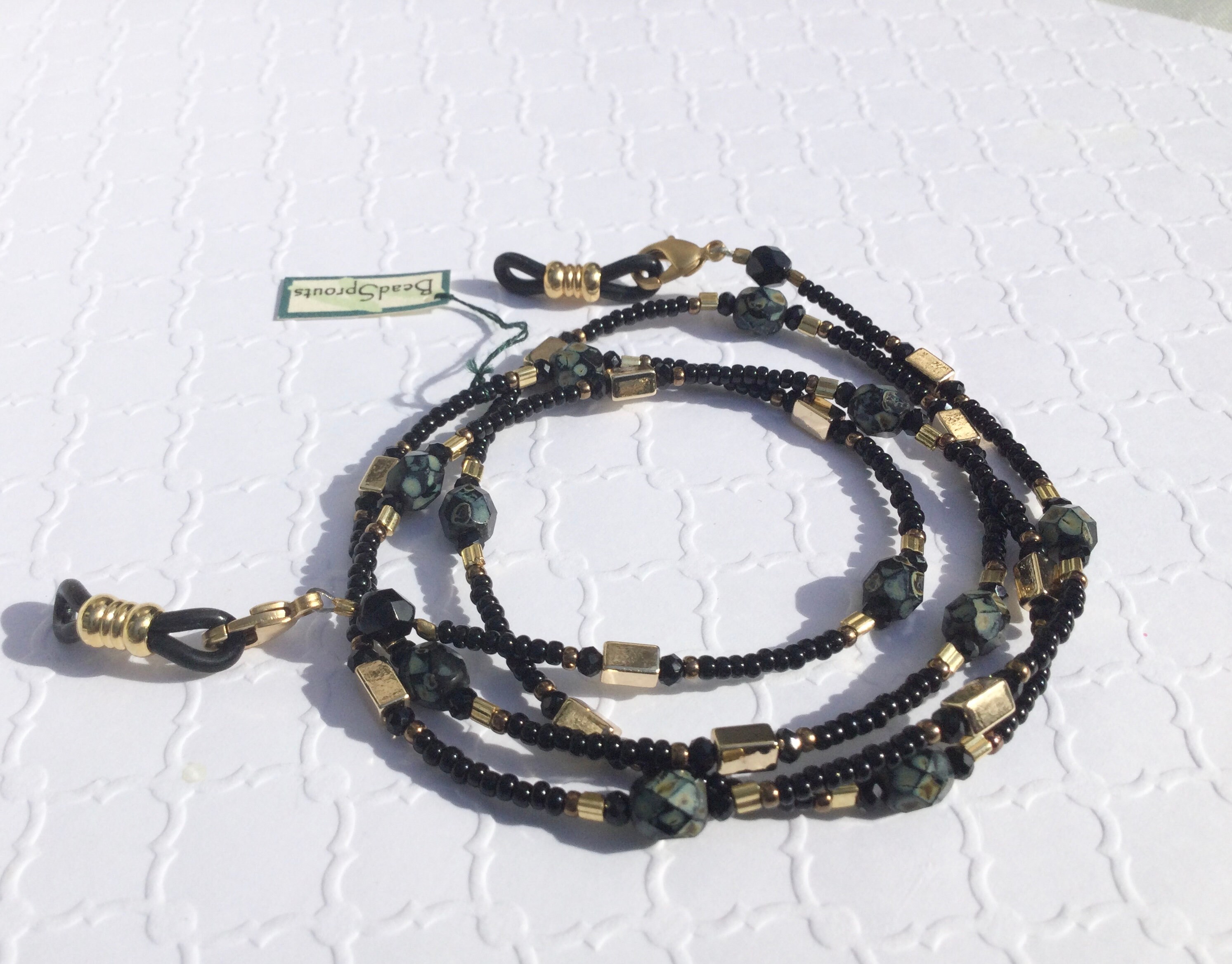 Black and Gold Glass Eyeglass Keeper - Etsy