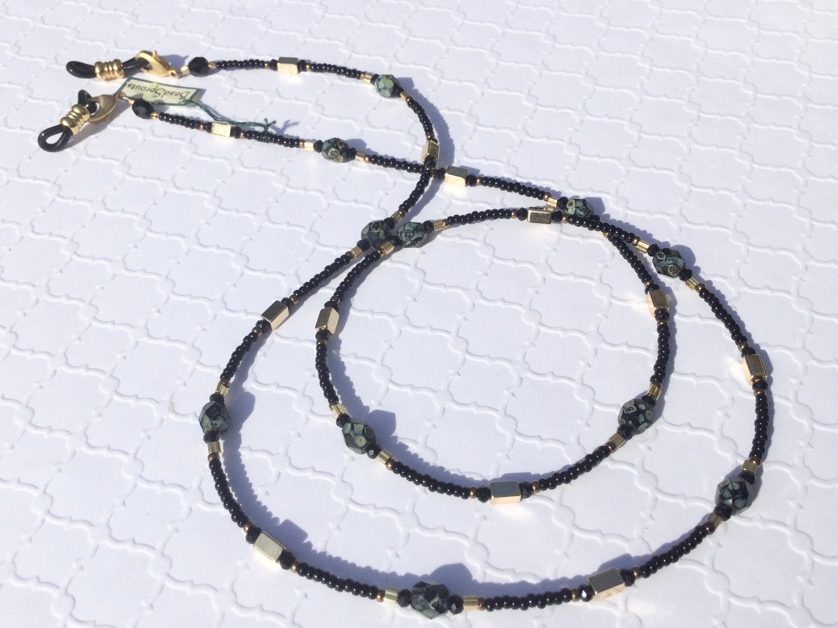 Black and Gold Glass Eyeglass Keeper - Etsy