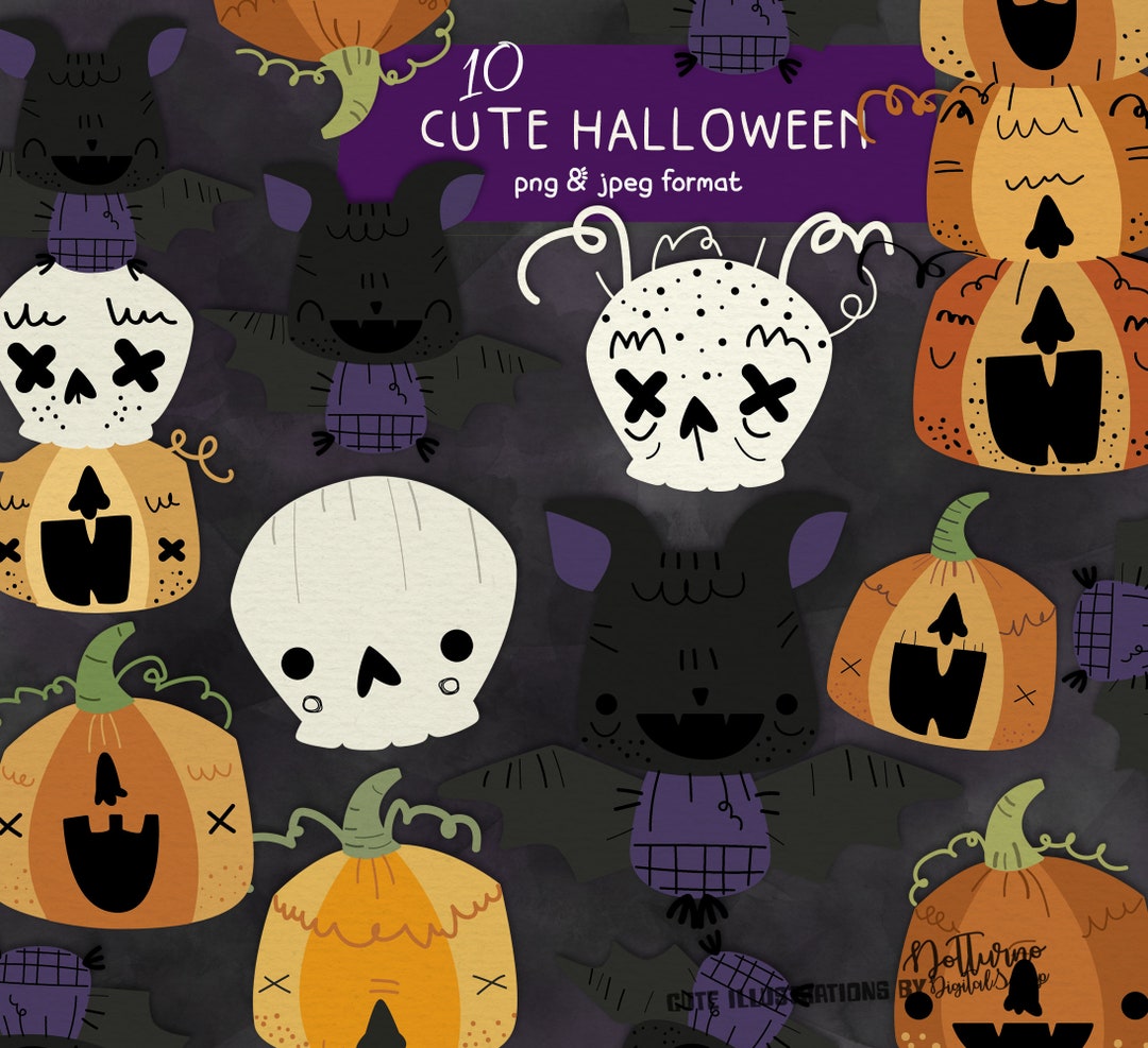 Cute Halloween Clipart Set of 10 Cute Halloween Png Bat - Etsy