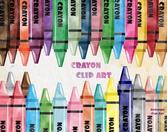 Watercolor Crayons Clipart - Etsy