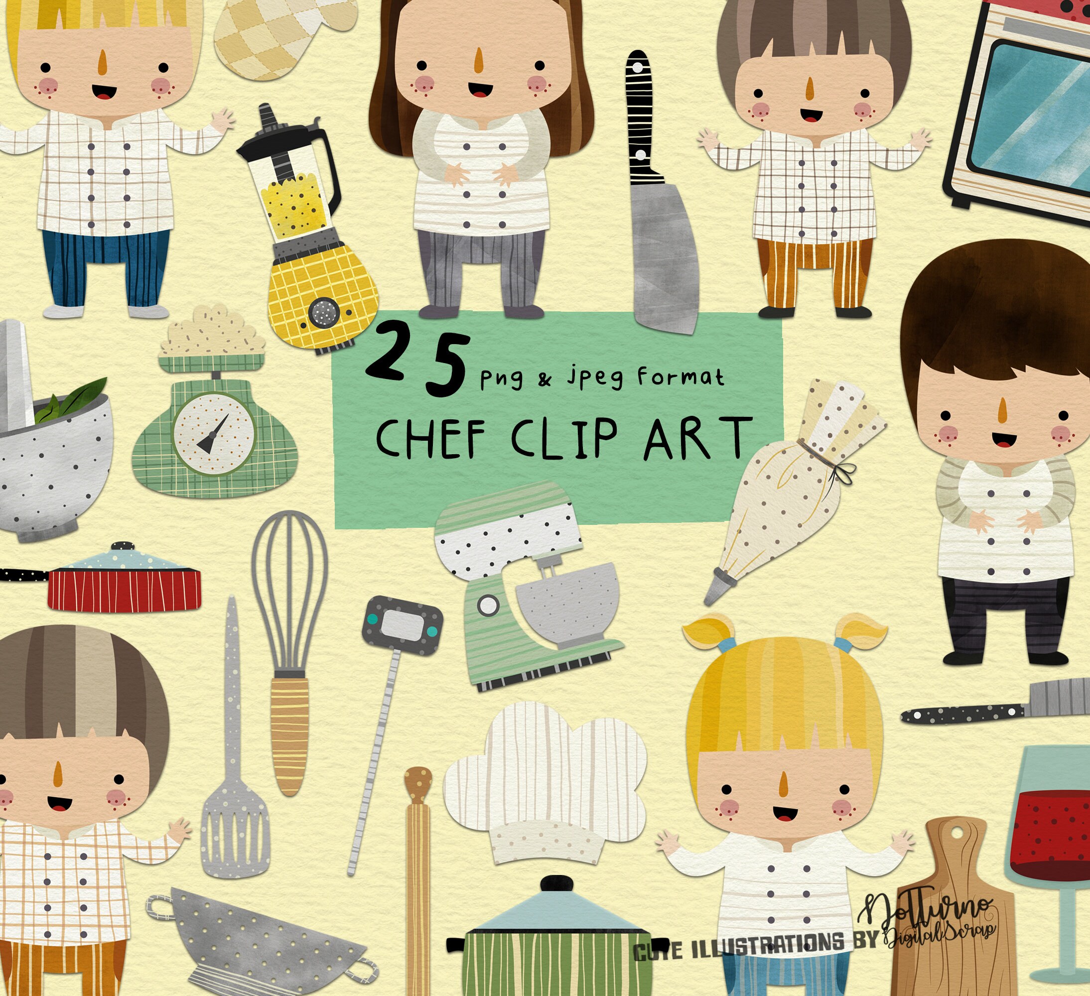 Watercolor Chef Clipart Set of 25 Instant Download Files - Etsy