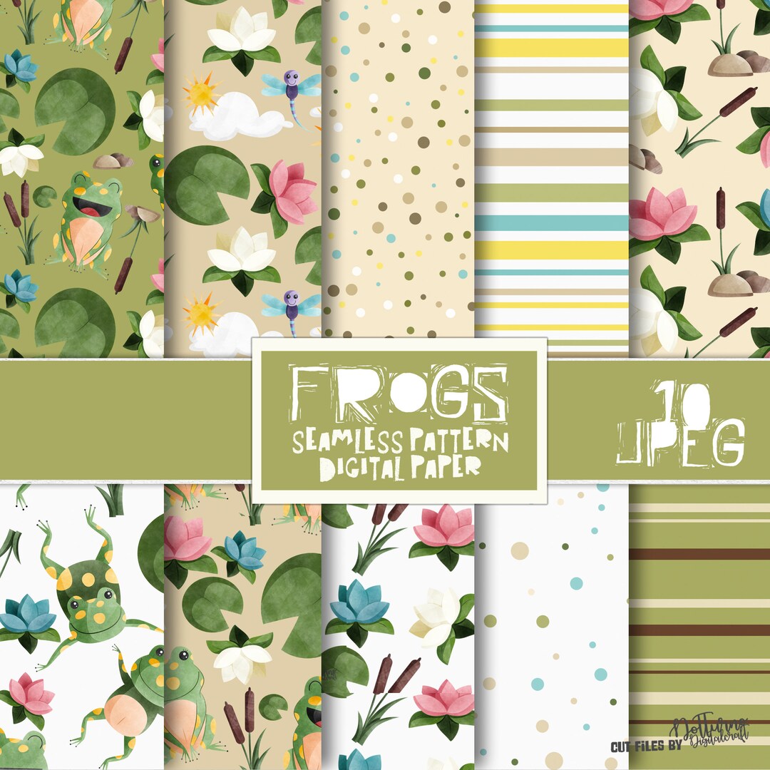 Frogs Seamless Paper Set of 10 Digital Papers Frog Digital Papers ...