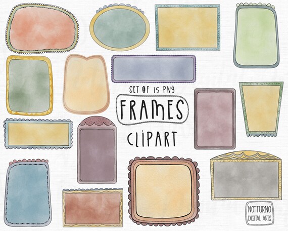 Watercolor Doodle Frames Png Format Set of 15 Clipart. Doodle - Etsy