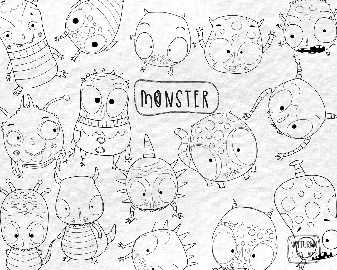 Monster Svg Clipart. Monster Digital Stamps, Monster Cut File, Cute ...