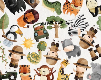 Cute Safari Animal Clipart Set With Watercolor Illustration - Etsy Canada
